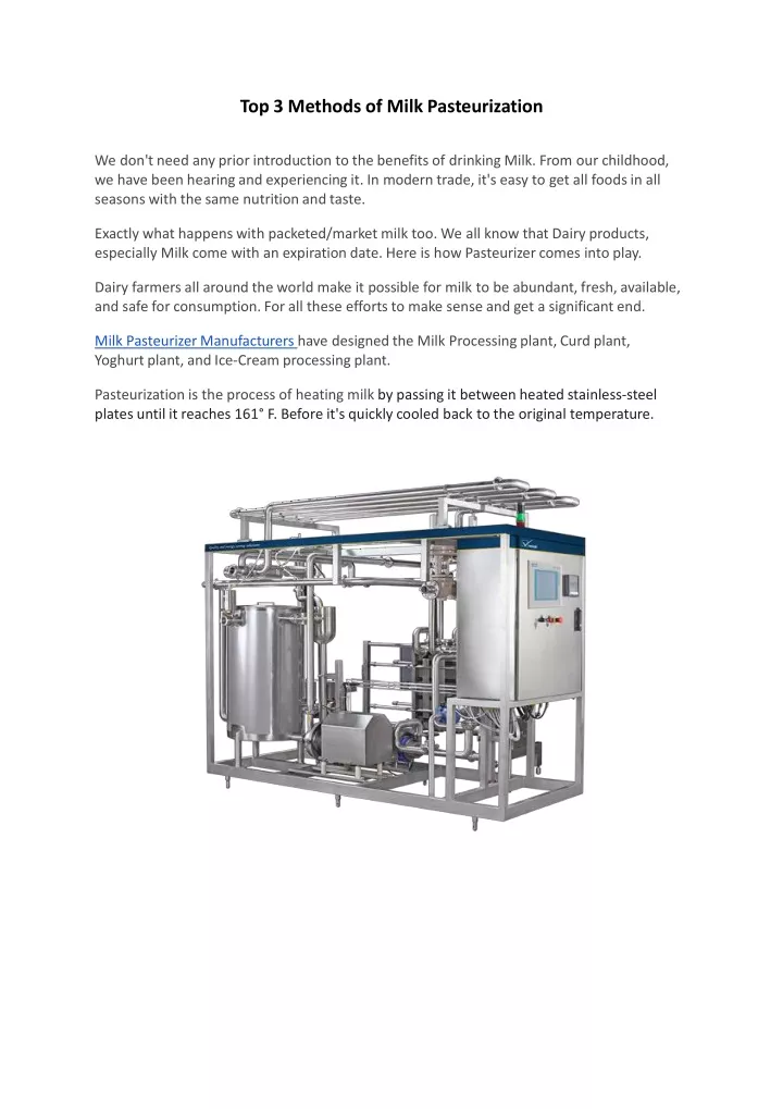 PPT - Top 3 Methods of Milk Pasteurization PPT PowerPoint Presentation ...