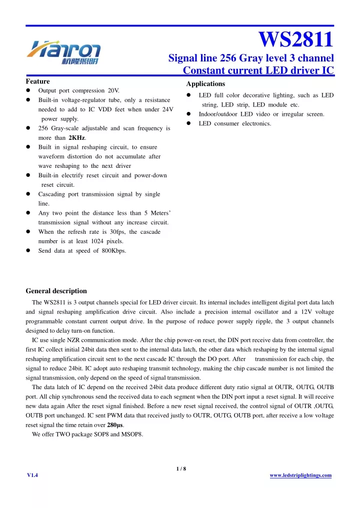 PPT - WS2811 led specification Datasheet from hanron lighting ...