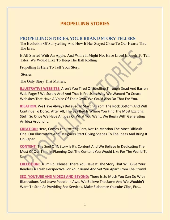 PPT - PropellingStoriesDoc1-converted PowerPoint Presentation, free ...