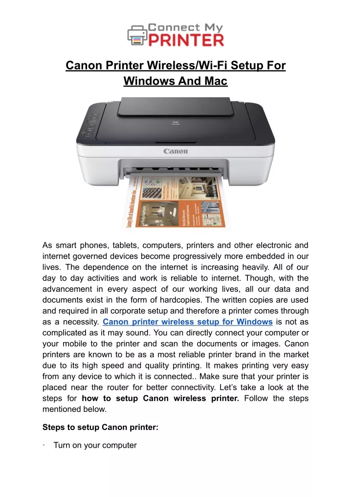 PPT - Canon Printer Wireless/Wi-Fi Setup For Windows And Mac PowerPoint ...