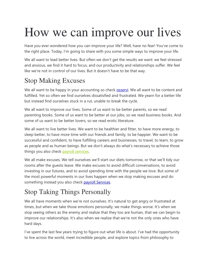 PPT - How we can improve our lives PowerPoint Presentation, free ...