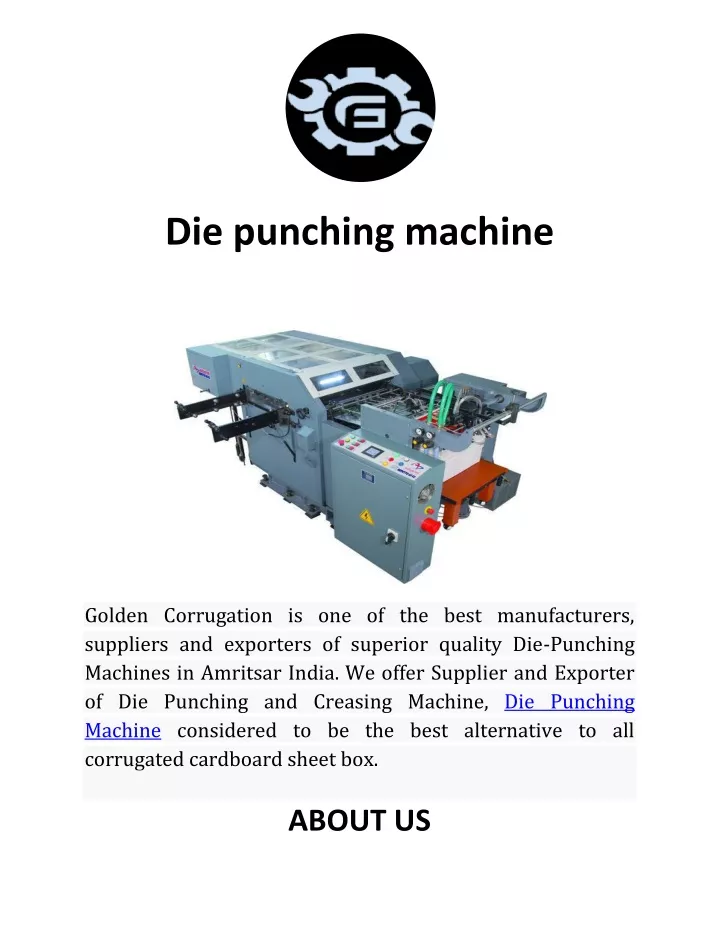 PPT - Die punching machine | Golden Corrugation PowerPoint Presentation ...