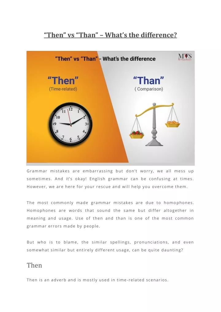 PPT - Then vs Than – Whats the difference PowerPoint Presentation, free ...