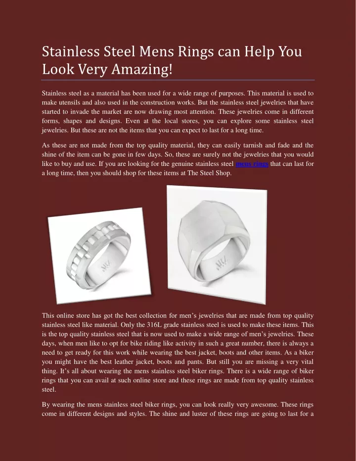 Ppt Stainless Steel Mens Rings Can Help You Look Very Amazing