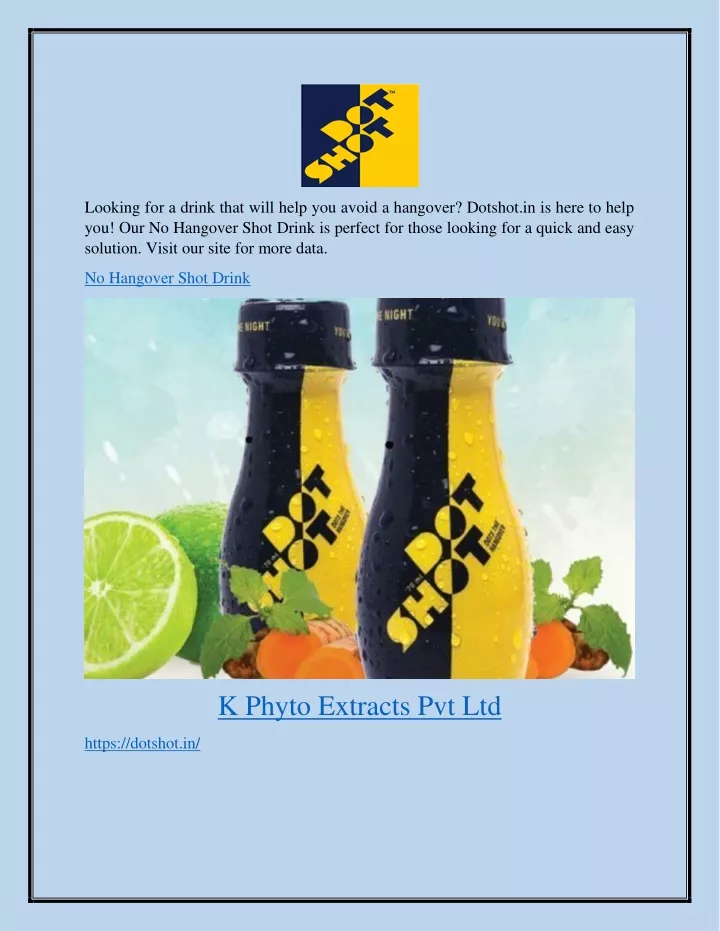 PPT - No Hangover Shot Drink Dotshot.in PowerPoint Presentation, free ...