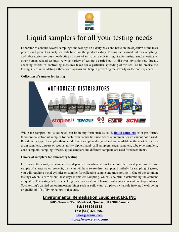 PPT - Liquid samplers for all your testing needs PowerPoint ...