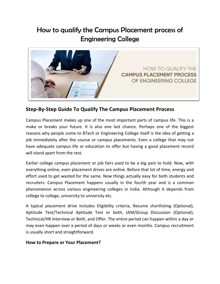 PPT - How to qualify the Campus Placement process of Engineering ...