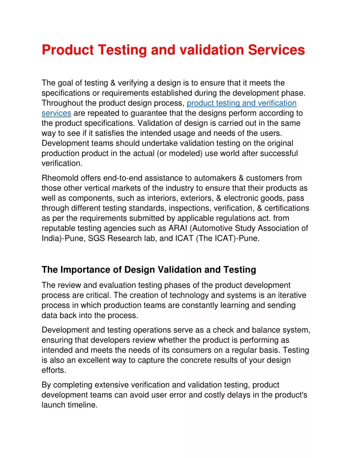 PPT - Product Testing and validation Services PowerPoint Presentation ... PPT - Product Testing and validation Services PowerPoint Presentation ...