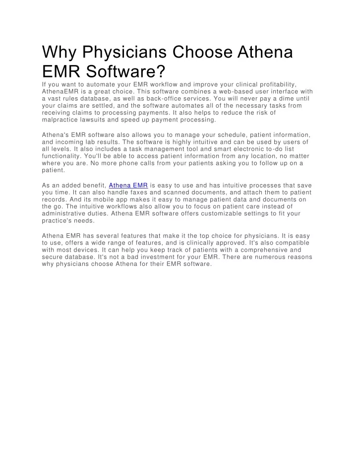 PPT - Why Physicians Choose Athena EMR Software PowerPoint Presentation ...