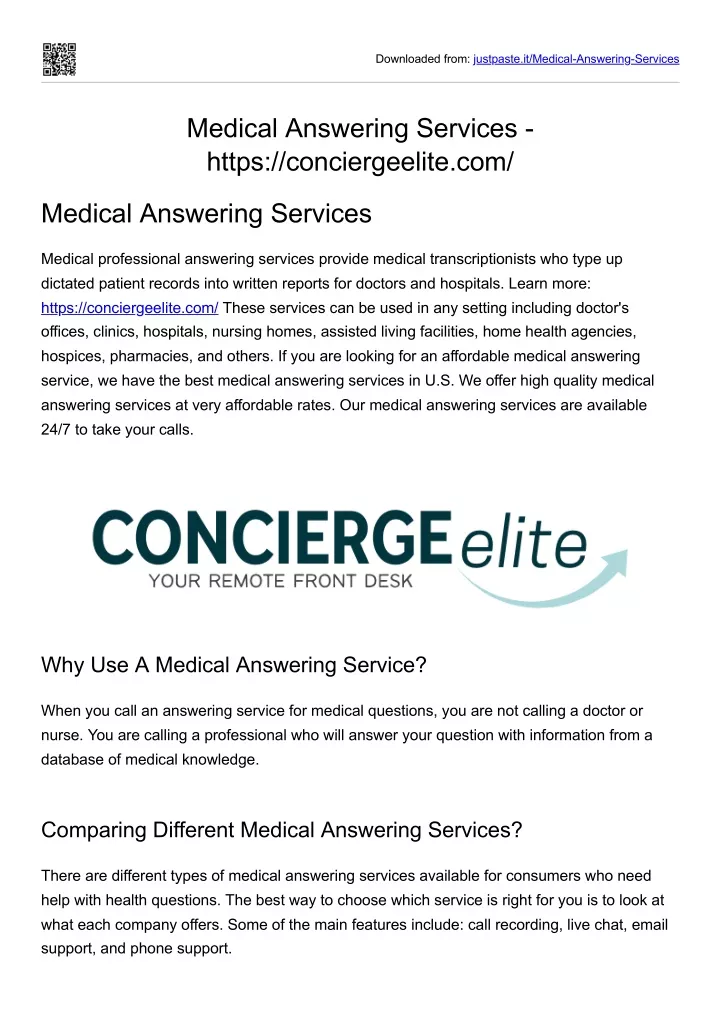 PPT - Medical Answering Services - conciergeelite.com PowerPoint ...