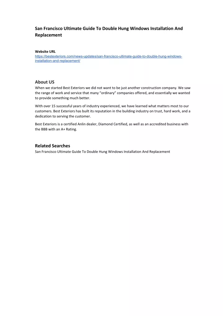 PPT - San Francisco Ultimate Guide To Double Hung Windows Installation ...