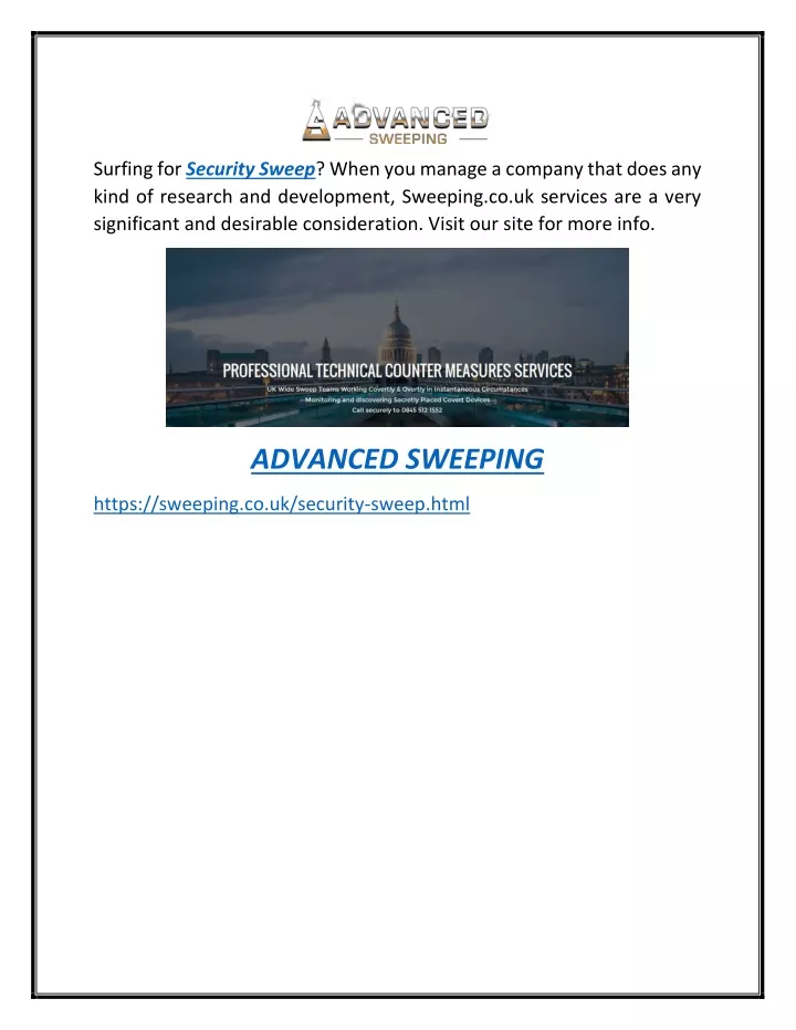 PPT - Security Sweeps Sweeping.co.uk PowerPoint Presentation, free ...