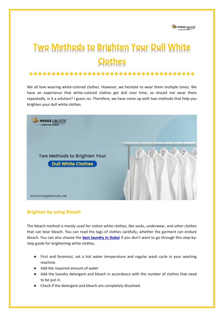 PPT - Top 2 Ways to Brighten Your Dull White Clothes PowerPoint ...