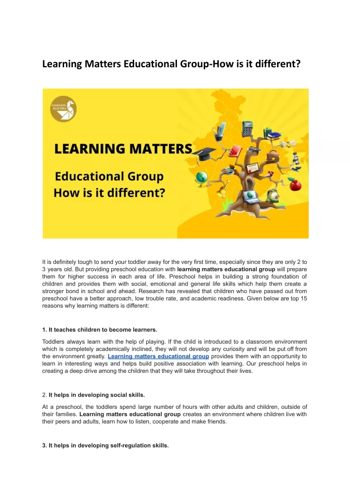 PPT - Learning Matters Educational Group-How is it different ...