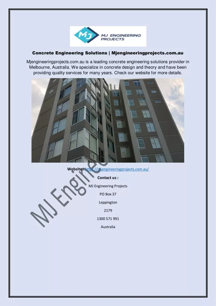 PPT - Concrete Engineering Solutions | Mjengineeringprojects.com.au ...