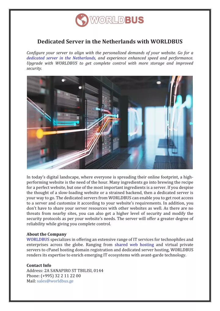 PPT - Dedicated Server in the Netherlands with WORLDBUS PowerPoint Presentation - ID:11355614