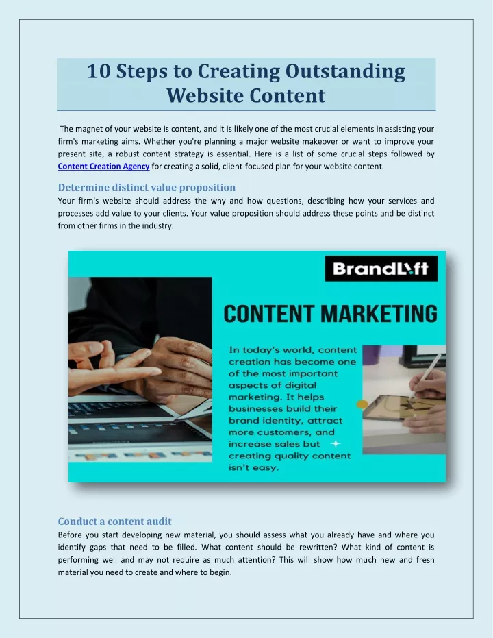 PPT - 10 Steps to Creating Outstanding Website Content PowerPoint ...