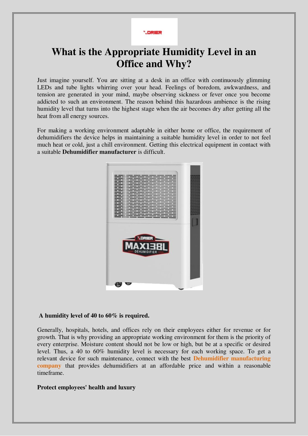PPT - What is the Appropriate Humidity Level in an Office and Why ...