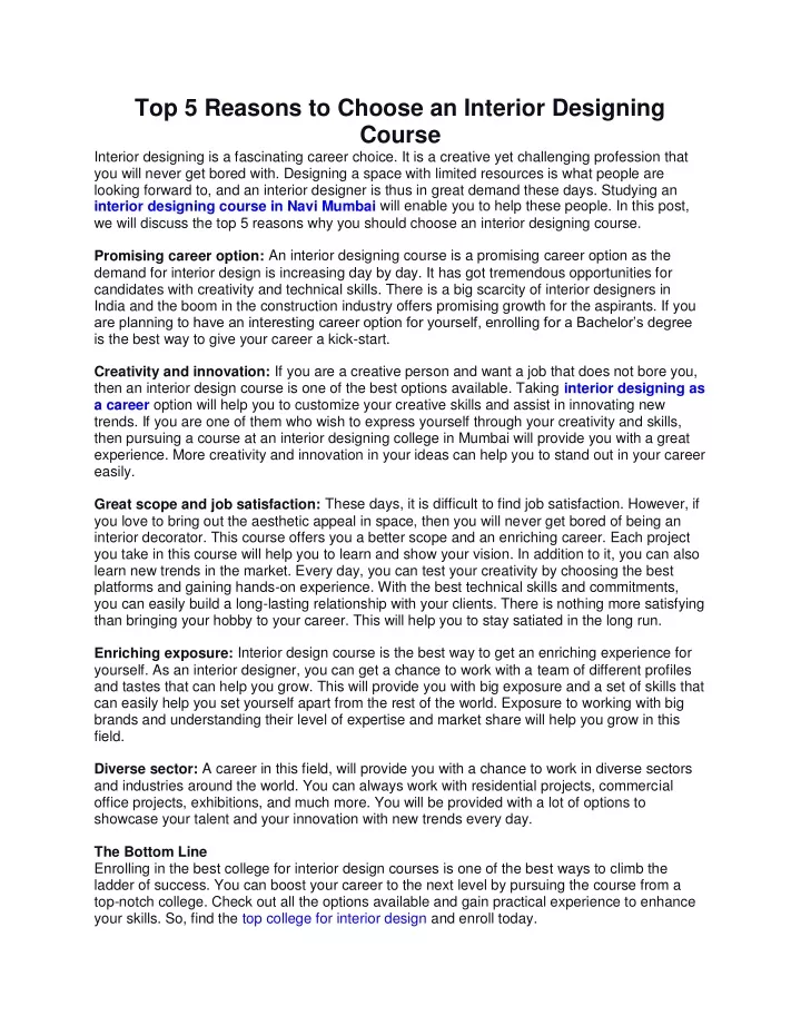 PPT - Top 5 Reasons to Choose an Interior Designing Course PowerPoint ... PPT - Top 5 Reasons to Choose an Interior Designing Course PowerPoint ...