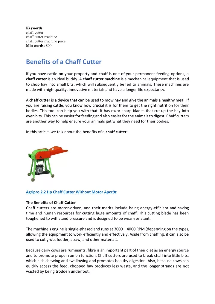 PPT - Benefits of a Chaff Cutter PowerPoint Presentation, free download ...