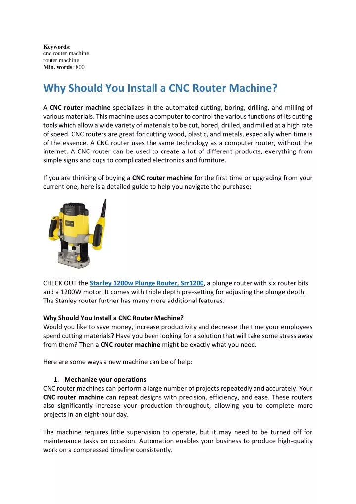 PPT - Why Should You Install a CNC Router Machine PowerPoint Presentation - ID:11357766