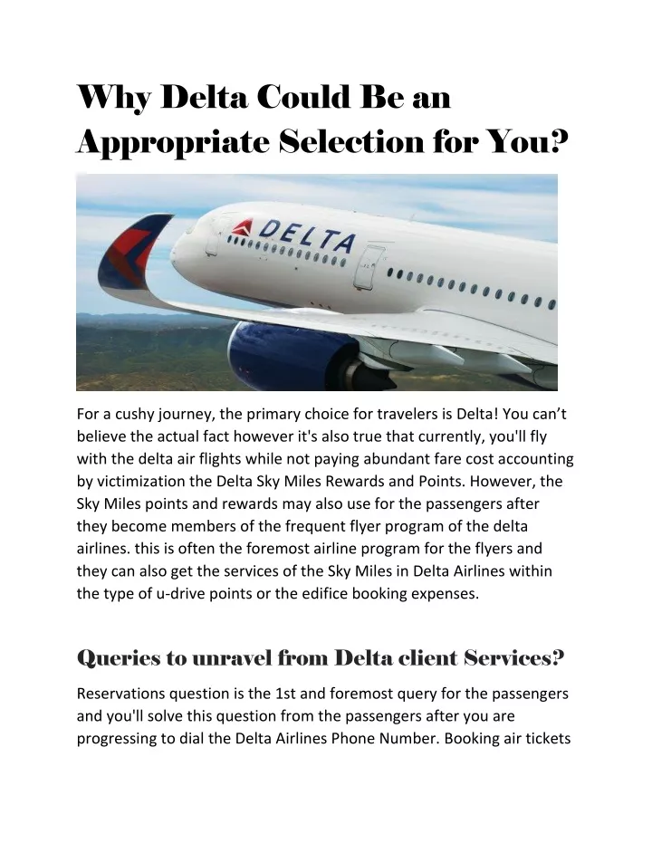 PPT - Why Delta Could Be an Appropriate Selection for You? PowerPoint ...