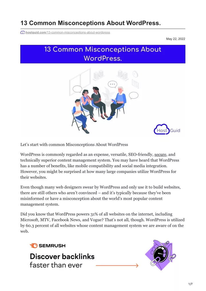 PPT - 13 Common Misconceptions About WordPress PowerPoint Presentation ...