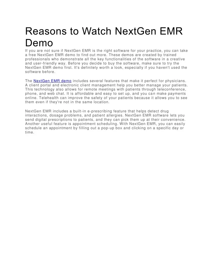 PPT - Reasons to Watch NextGen EMR Demo PowerPoint Presentation, free ... PPT - Reasons to Watch NextGen EMR Demo PowerPoint Presentation, free ...