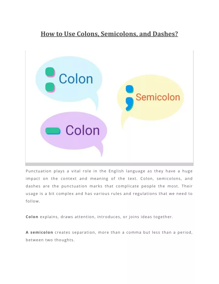 PPT - How to Use Colons Semicolons and Dashes PowerPoint Presentation ...