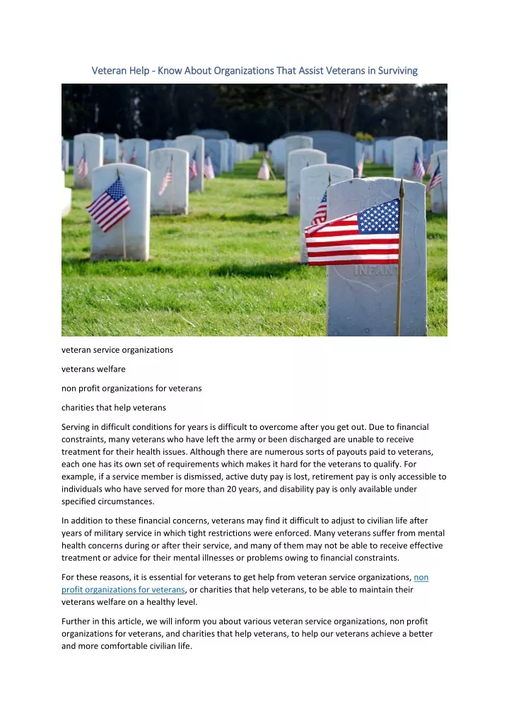 PPT - Veteran Help - Know About Organizations That Assist Veterans in ...