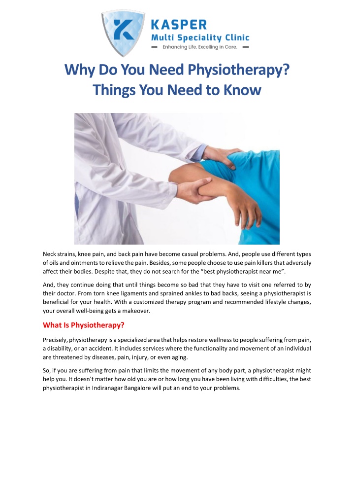 PPT - Why Do You Need Physiotherapy Things You Need To Know PowerPoint ...