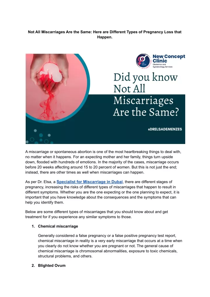 PPT - Not All Miscarriages Are the Same: Here are Different Types of ...
