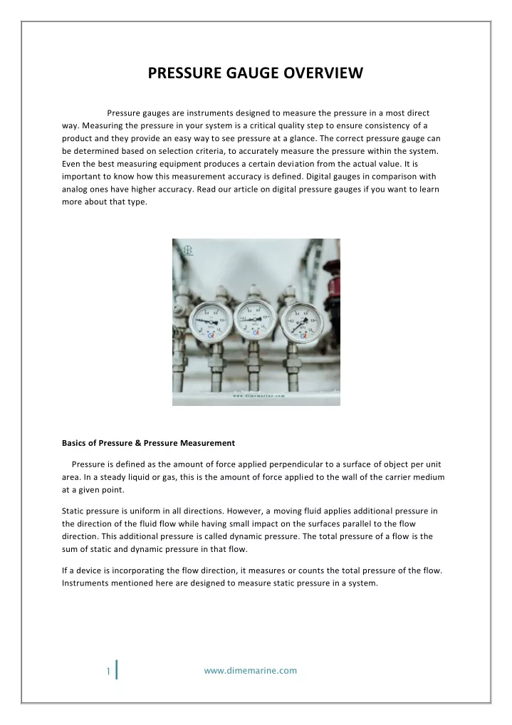 PPT - Overview of Pressure Gauge PowerPoint Presentation, free download ...