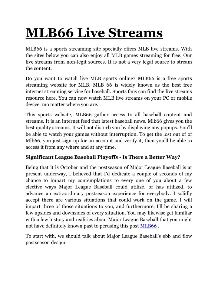 PPT - MLB66 Live MLB Streams PowerPoint Presentation, free download ...