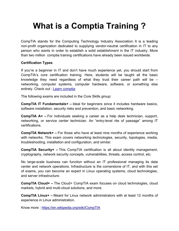 PPT - What is a Comptia Training ? PowerPoint Presentation, free ...
