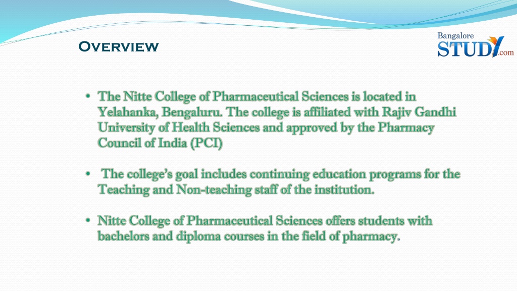 PPT - Nitte College of Pharmaceutical Sciences PowerPoint Presentation ...