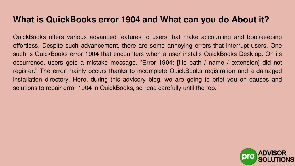 PPT - What is QuickBooks error 1904 and how to fix it? PowerPoint ... PPT - What is QuickBooks error 1904 and how to fix it? PowerPoint ...