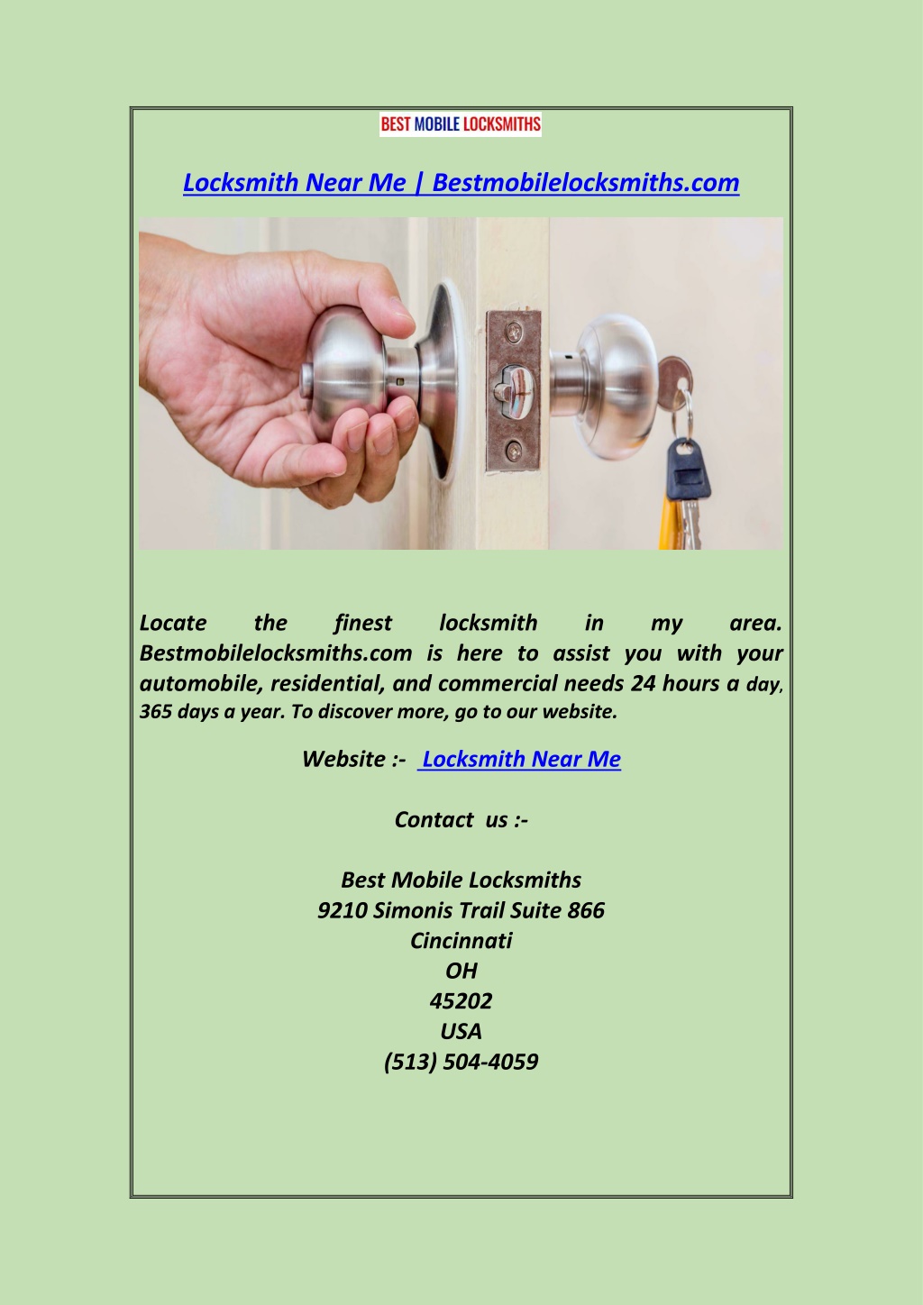 PPT - Locksmith Near Me Bestmobilelocksmiths.com PowerPoint ...