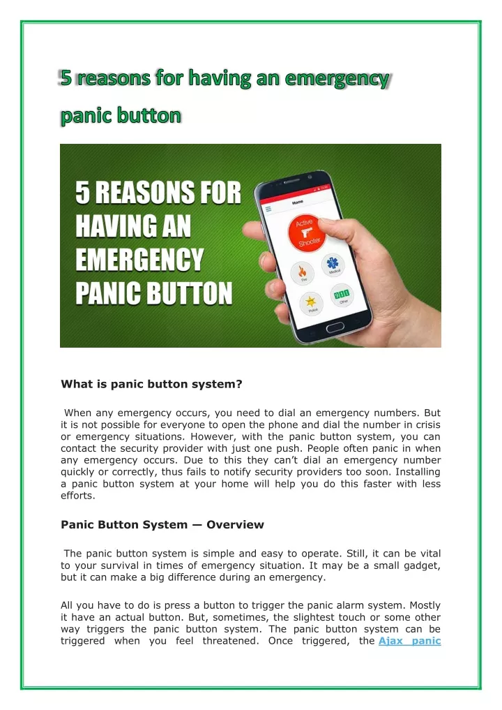 PPT - 5 reasons for having an emergency panic button PowerPoint ...