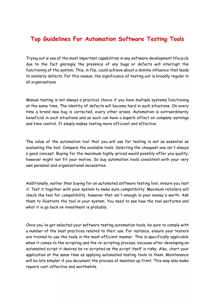 Ppt Top Guidelines For Automation Software Testing Tools Powerpoint Presentation Id11378298