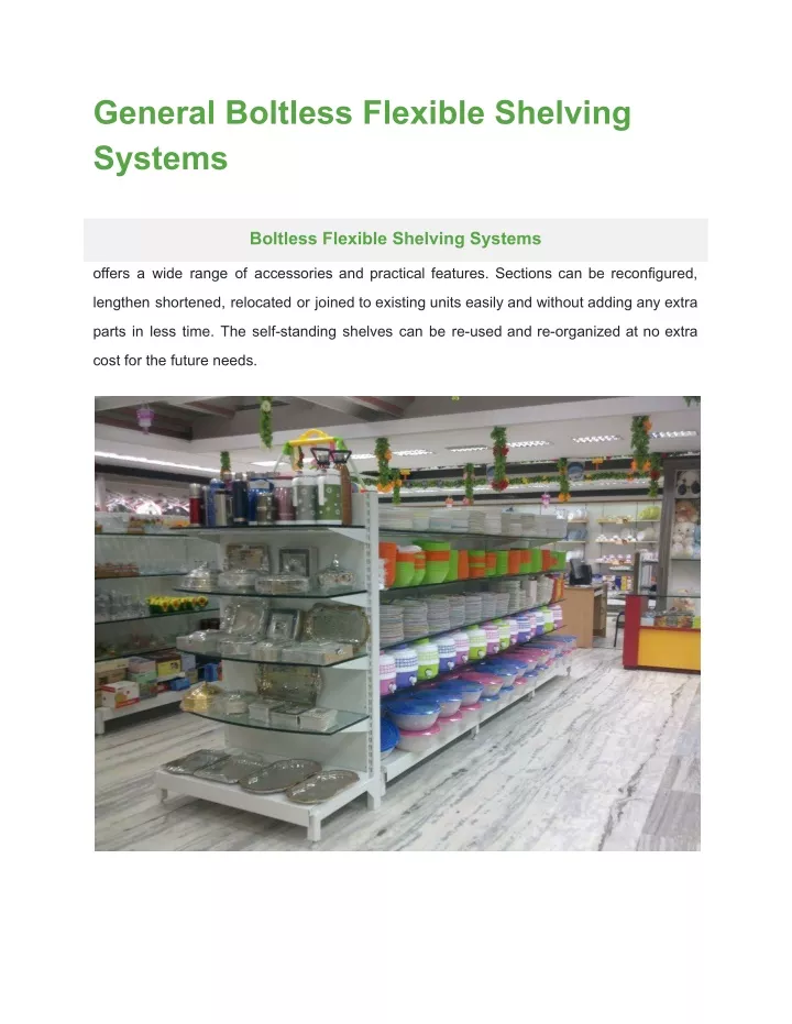 PPT - General Boltless Flexible Shelving Systems PowerPoint ...