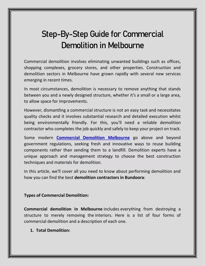 PPT - Step-By-Step Guide for Commercial Demolition in Melbourne ...