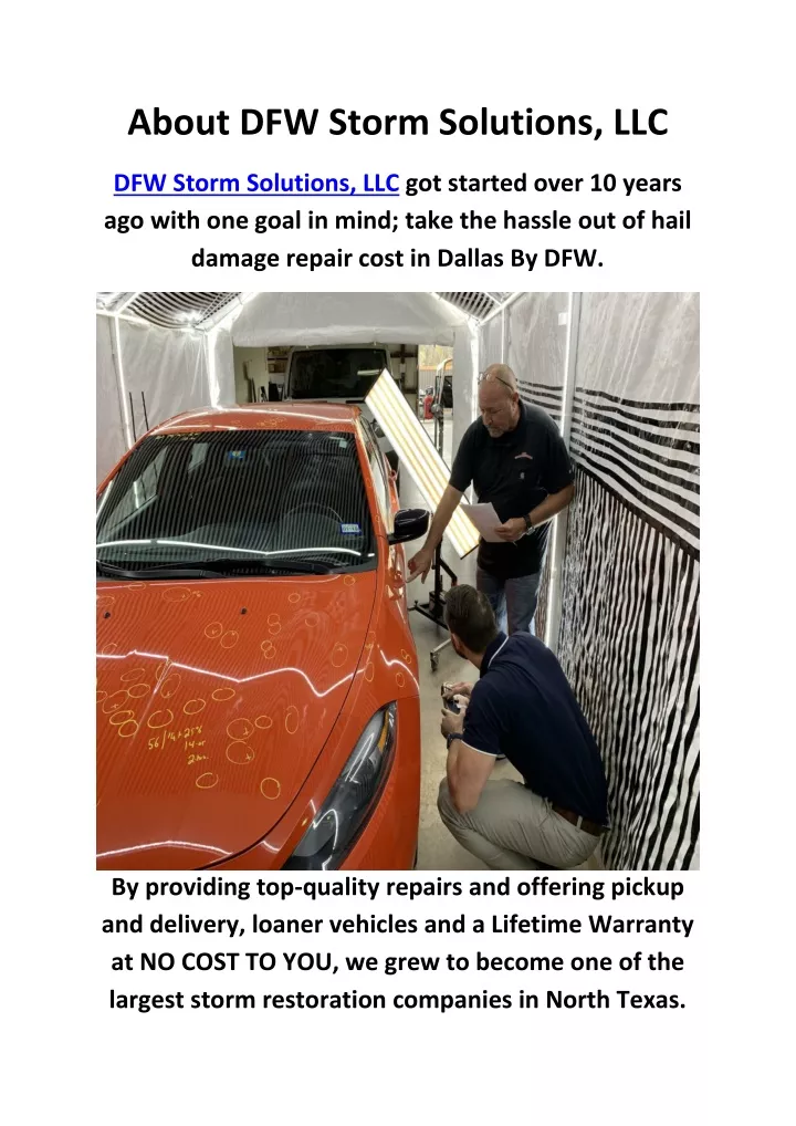 PPT - Auto Hail Damage Repair in Dallas By DFW Storm Solutions, LLC ...