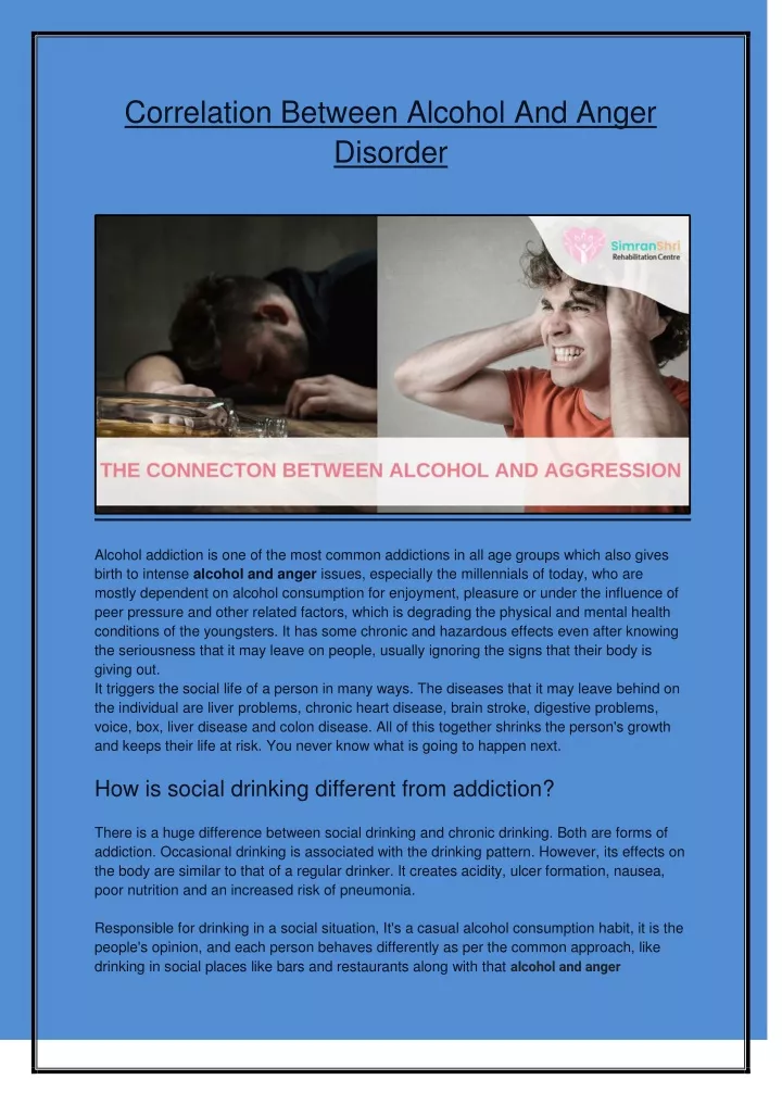 PPT - Correlation Between Alcohol And Anger Disorder PowerPoint ...