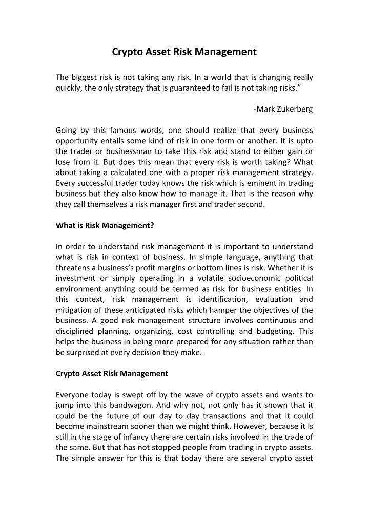 PPT - Crypto Asset Risk Management PowerPoint Presentation, free ...