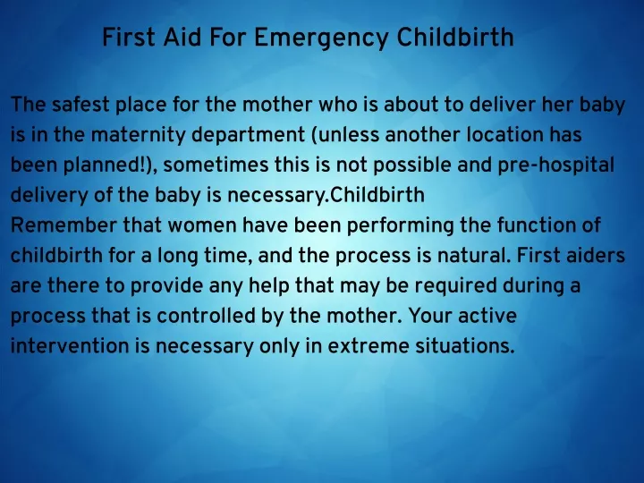 PPT - Emergency Childbirth PowerPoint Presentation, free download - ID ...