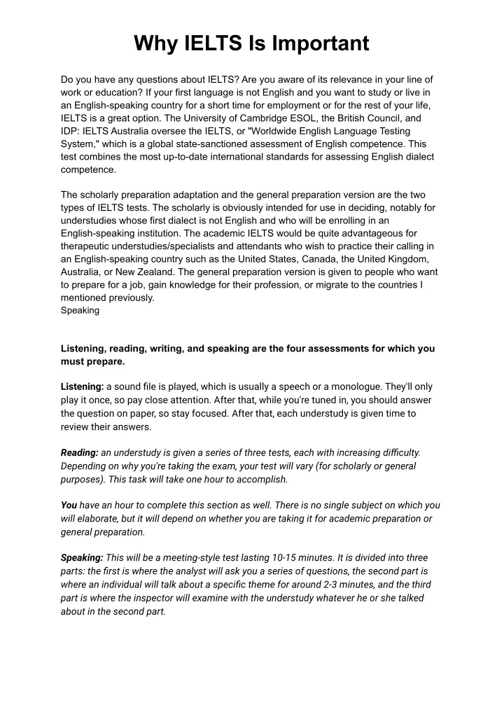 PPT - Why IELTS Is Important PowerPoint Presentation, free download ...