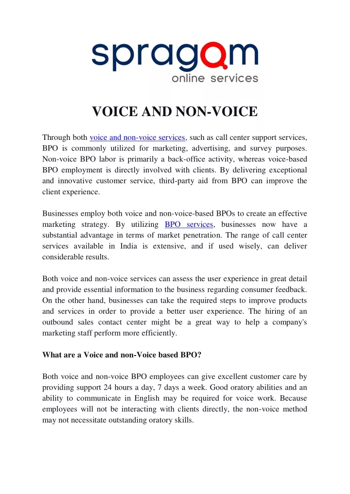 PPT - Voice and Non-Voice Process - Spragom PowerPoint Presentation ...