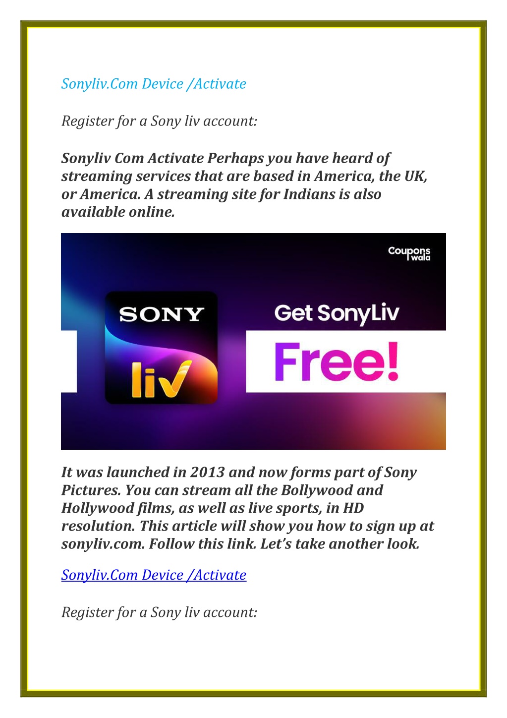 PPT - Register for sony liv account PowerPoint Presentation, free ...