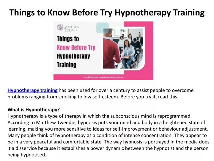 PPT - Things to Know Before Try Hypnotherapy Training PowerPoint ...